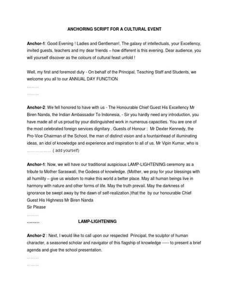 Anchoring Script For A Cultural Event Pdf Dances Artofit