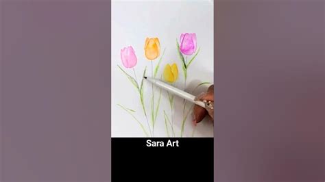 튤립 꽃그림 Flowers Watercolor Drawing 플러스펜 일러스트 Saraart Youtube