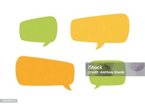 빈티지 말풍선 세트 그런 지 질감 텍스트 상자 프레임 복고풍 채팅 상자 메시지 상자 대화 템플릿 벡터 일러스트레이션 디자인 0