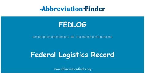 Fedlog ย่อมาจาก คอร์ดกลางโลจิสติกส์ Federal Logistics Record