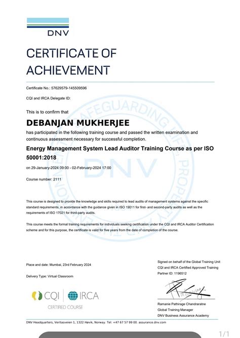 Debanjan Mukherjee On Linkedin Achieved Iso 50k La