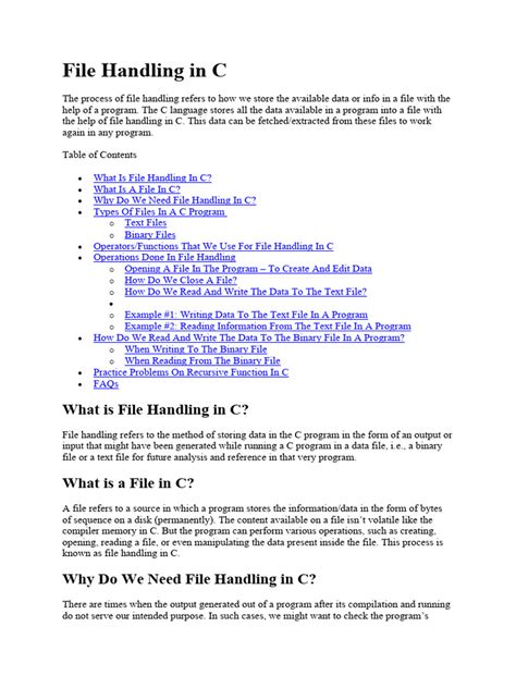 File Handling in C | PDF | Computer File | Programming