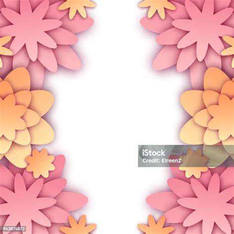 벡터 그림 종이 컷 꽃과 텍스트에 대 한 장소 트렌디한 봄 및 여름 종이 접기 배경 0명에 대한 스톡 벡터 아트 및 기타 이미지 0명 3월 개화기 Istock