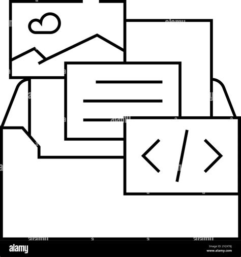 Custom Email Template Design Line Icon Vector Illustration Stock Vector