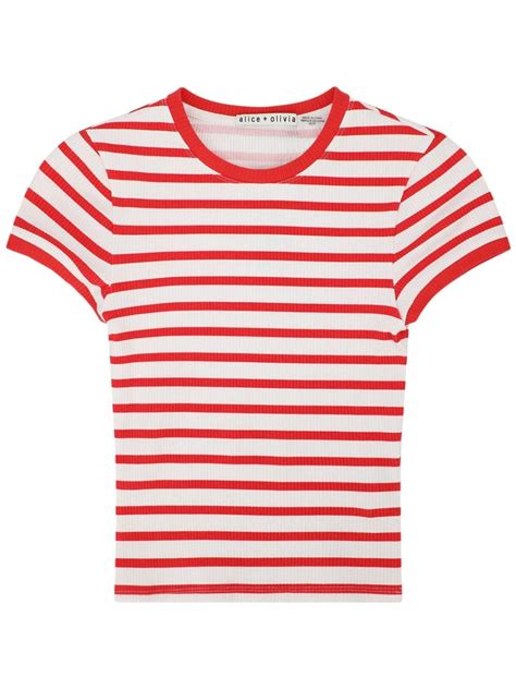 Alice Olivia Tess Striped T Shirt Red FARFETCH Alice Olivia Tess Striped T Shirt Red FARFETCH