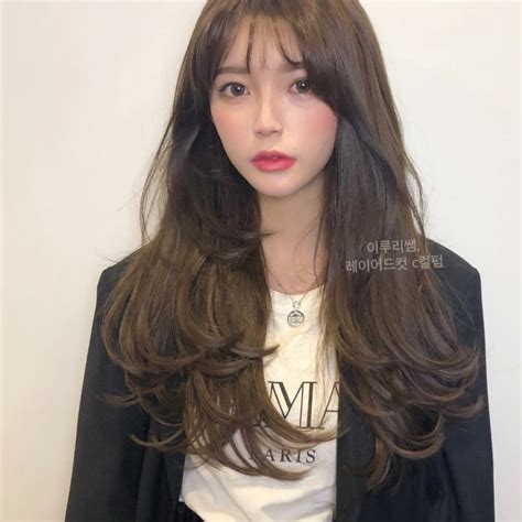 긴머리 레이어드컷 C컬펌 스타일 네이버 블로그