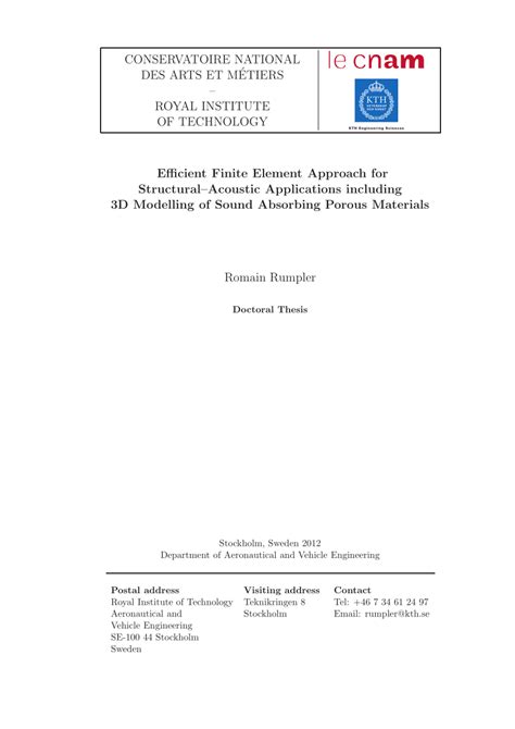 Pdf Efficient Finite Element Approach For Structural Acoustic