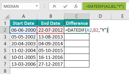 DATEDIF Excel Function Formula Examples How To Use