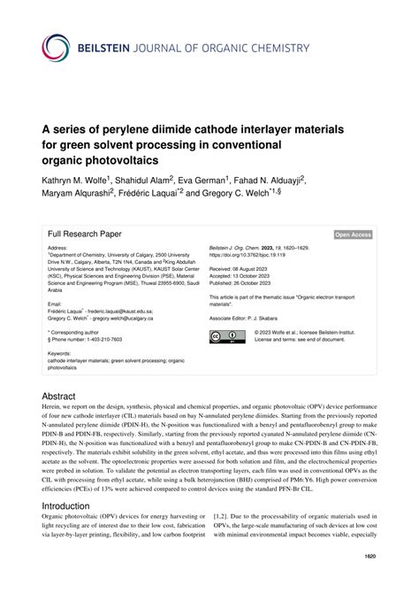 Pdf A Series Of Perylene Diimide Cathode Interlayer Materials For