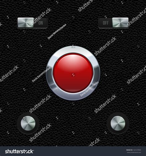 Hi End Ui Analog Red Button Chrome Stock Vector Royalty Free 132127055 Shutterstock