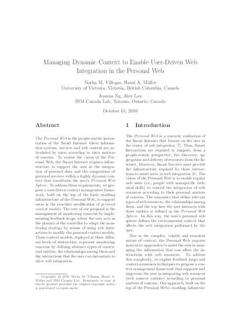 pdf managing dynamic context to enable user driven web integration in