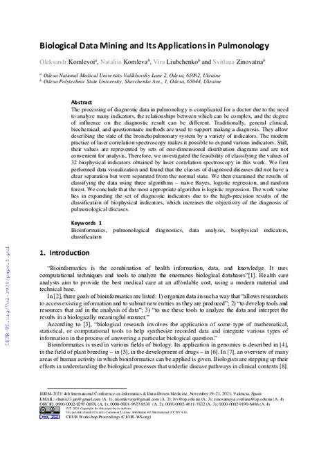 Pdf Biological Data Mining And Its Applications In Pulmonology