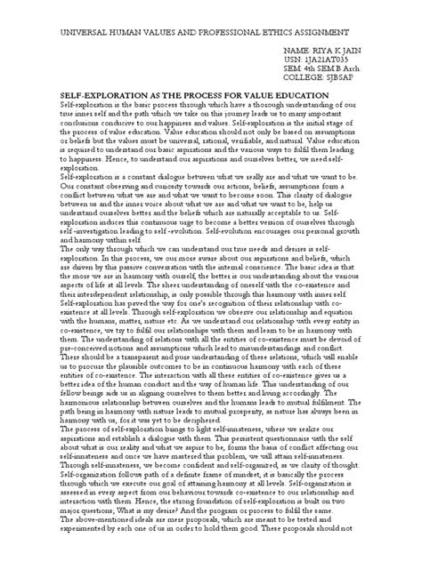 Universal Human Values And Professional Ethics Assignment Pdf
