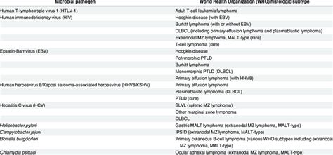 World Health Organization Classification Lymphoma Subtypes Associated