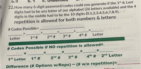 Solved 22 How Many 6 Digit Password Codes Could You