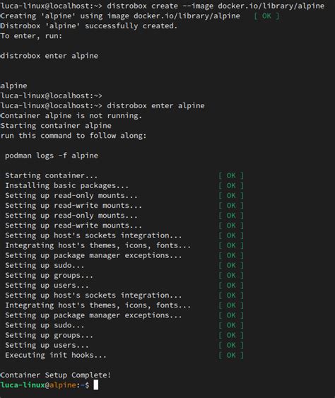 Error Entering Alpine Linux Container Fails L Applet Not Found