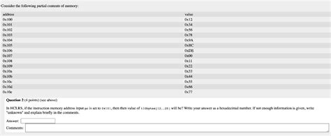 Solved Consider The Following Partial Contents Of Memory Chegg
