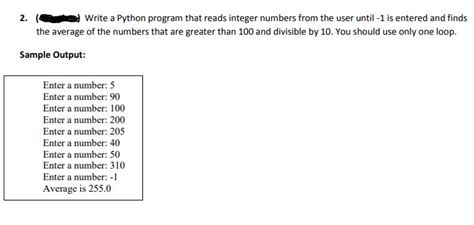 Solved 2 Write A Python Program That Reads Integer