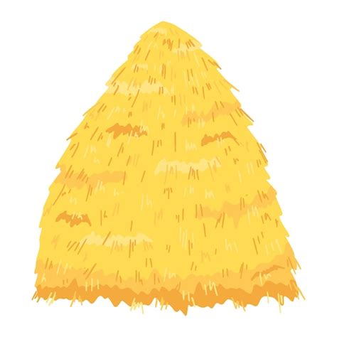 Agricultural Haycock In Cartoon Flat Style Rural Hay Rolled Stack Dried Farm Haystack Vector