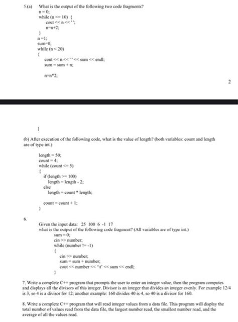 solved 5 a what is the output of the following two code