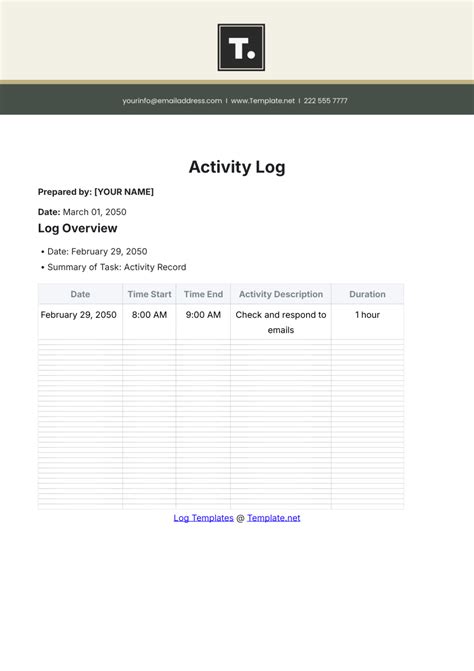Free Communication Log Template Edit Online And Download