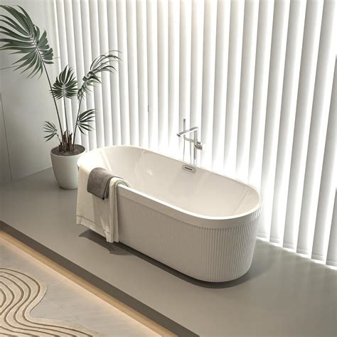 Acrylic Freestanding 59 Bathtub With Unique Pleated Designspacious