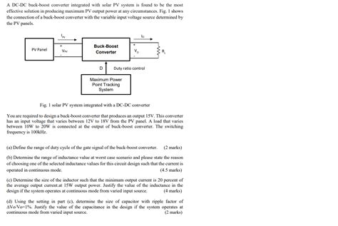 Solved A DC DC Buck Boost Converter Integrated With Solar PV Chegg Com