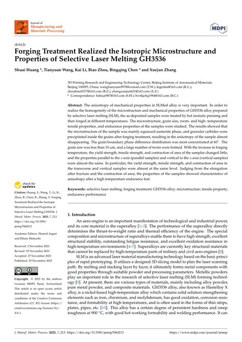 Pdf Forging Treatment Realized The Isotropic Microstructure And