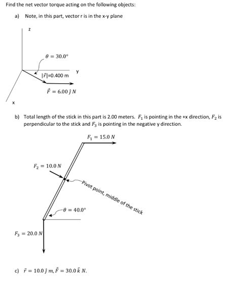 Solved Find The Net Vector Torque Acting On The Following Chegg