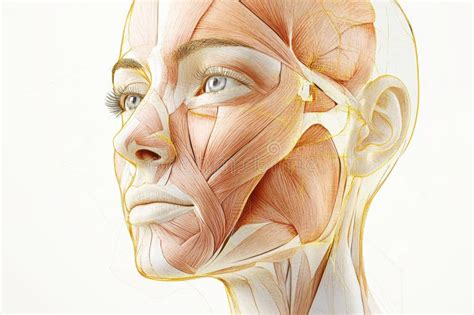Detailed Anatomical Illustration Of Facial Muscles Showcasing Structure And Contours Of The