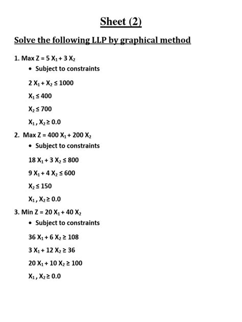 Graphical Solution Sheet 2 Pdf