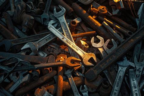 A Pile Of Tools In Warm Light Building And Measuring Tools Generative