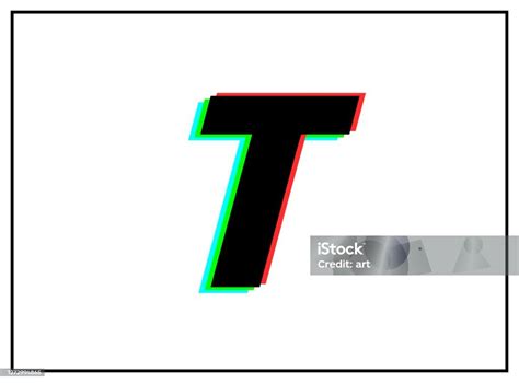 T 문자 로고 벡터 Desing 글꼴 동적 분할 색상 숫자 빨간색의 그림자 녹색 흰색 배경에 검은 프레임에 파란색 Eps10 일러스트레이션 0명에 대한 스톡 벡터 아트 및