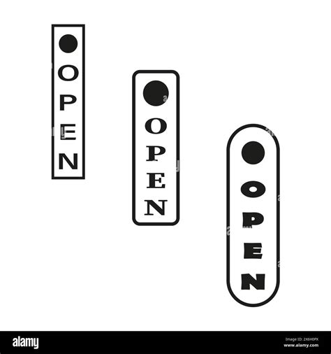 vertical open signs in black and white vector minimal door indicators