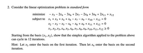 solved 2 consider the linear optimization problem in
