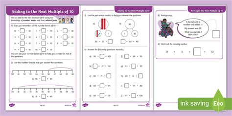 👉 Year 2 Adding To The Next Multiple Of 10 Worksheets Twinkl