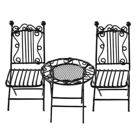 3x 112 Mini Outdoor Desk Chair Mini Table Dioramas Metal Miniature