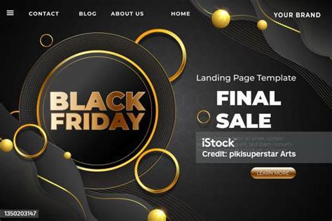 사실적인 블랙 프라이데이 랜딩 페이지 템플릿 벡터 디자인 일러스트레이션 3차원 형태에 대한 스톡 벡터 아트 및 기타 이미지 3차원 형태 가격 검은색 Istock