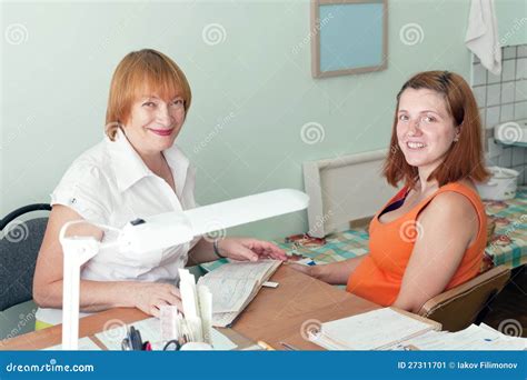 Doctor And Pregnant Woman In Clinic Stock Image Image