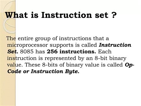 instruction set of 8085 microprocessor pptx