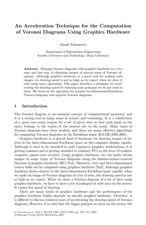 Pdf An Acceleration Technique For The Computation Of Voronoi Diagrams Using Graphics Hardware