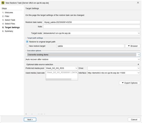 5 0 0mysql Restore Sepsesam