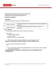 PLSQL 2 5 Practice Docx Oracle Academy Database Programming