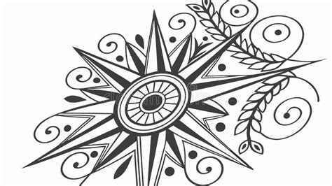 Geometric Star Pattern With Radiating Lines And Dots Vector Design