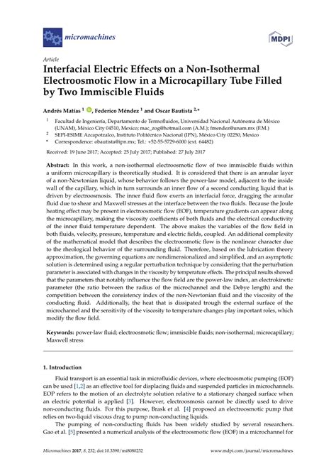 Pdf Interfacial Electric Effects On A Non Isothermal Electroosmotic
