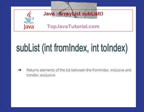 Sublist Of An ArrayList In Java TopJavaTutorial
