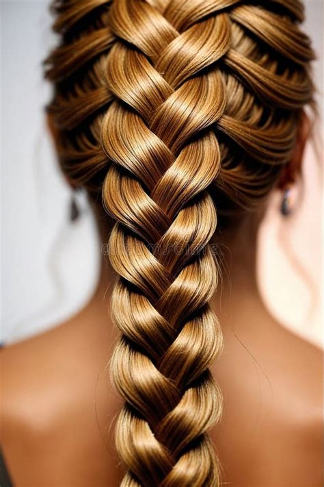 Elegant Braided Hairstyle Showcasing Intricate Weaving Techniques And Shine Stock Illustration