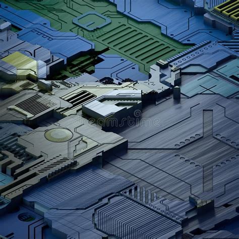 Circuit Board Futuristic Server Code Processing Blue Technology Background Stock Illustration