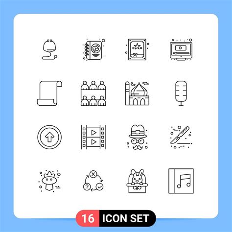 User Interface Pack Of 16 Basic Outlines Of Script Document T Youtube Play Editable Vector