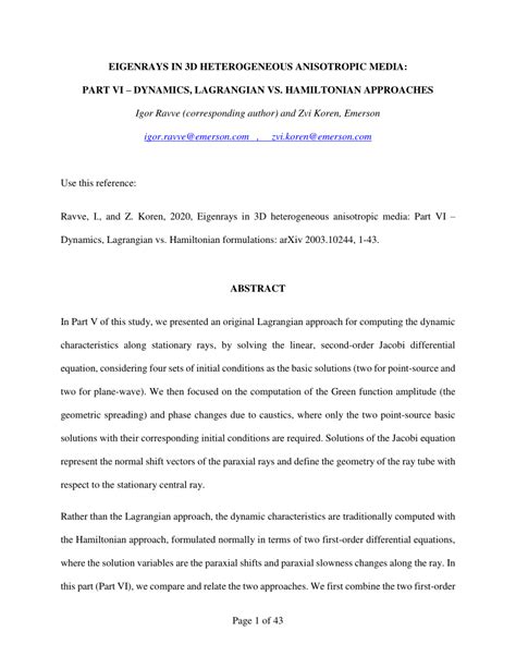 Pdf Eigenrays In 3d Heterogeneous Anisotropic Media Part Vi